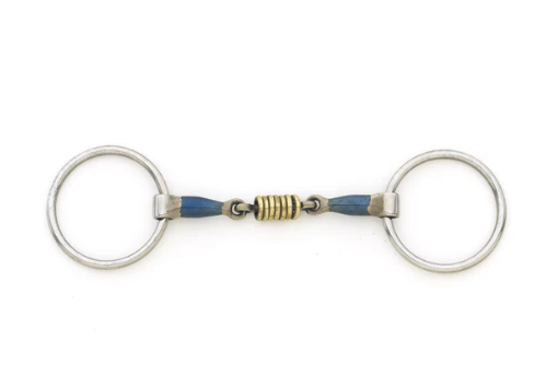 Centaur® Blue Steel Double Jointed Mouth Loose Ring Bit with Brass Rol ...